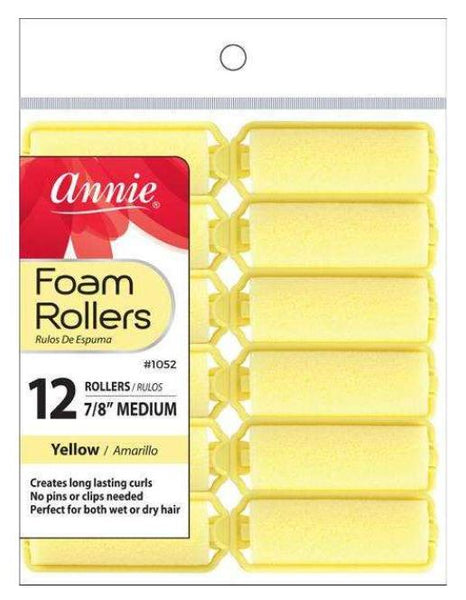 Annie Foam Rollers Medium 12Ct Yellow – Beautylicious
